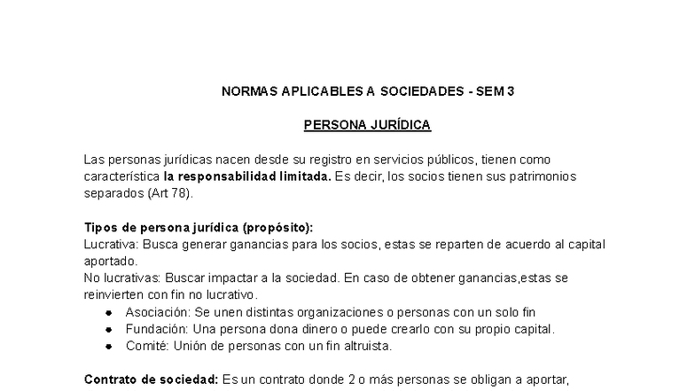 Normas Aplicables a Sociedades - SEM 3: Persona Jurídica - Studocu