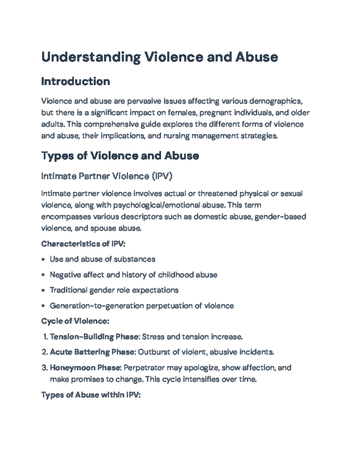 Understanding Violence and Abuse: Nursing Management Strategies ...