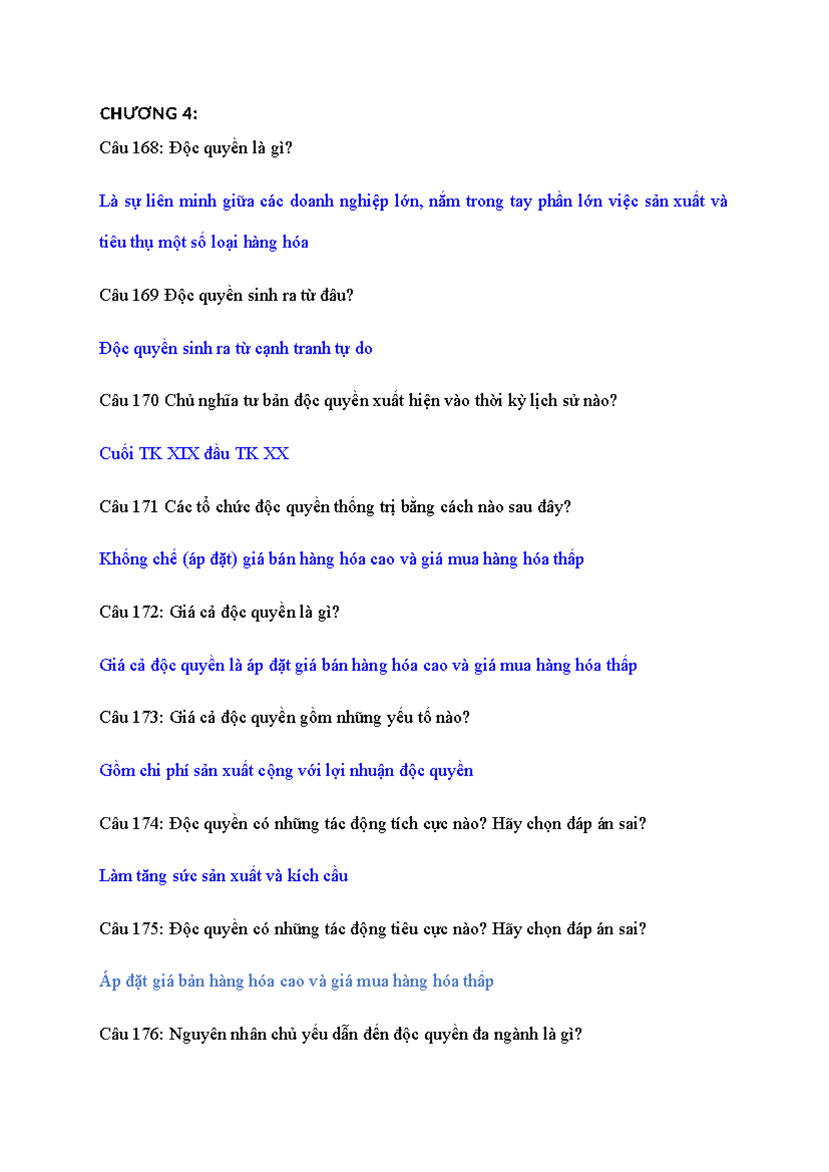 Trắc nghiệm KTCT P2: Nội dung chủ nghĩa tư bản độc quyền và kinh tế thị trường - Studocu