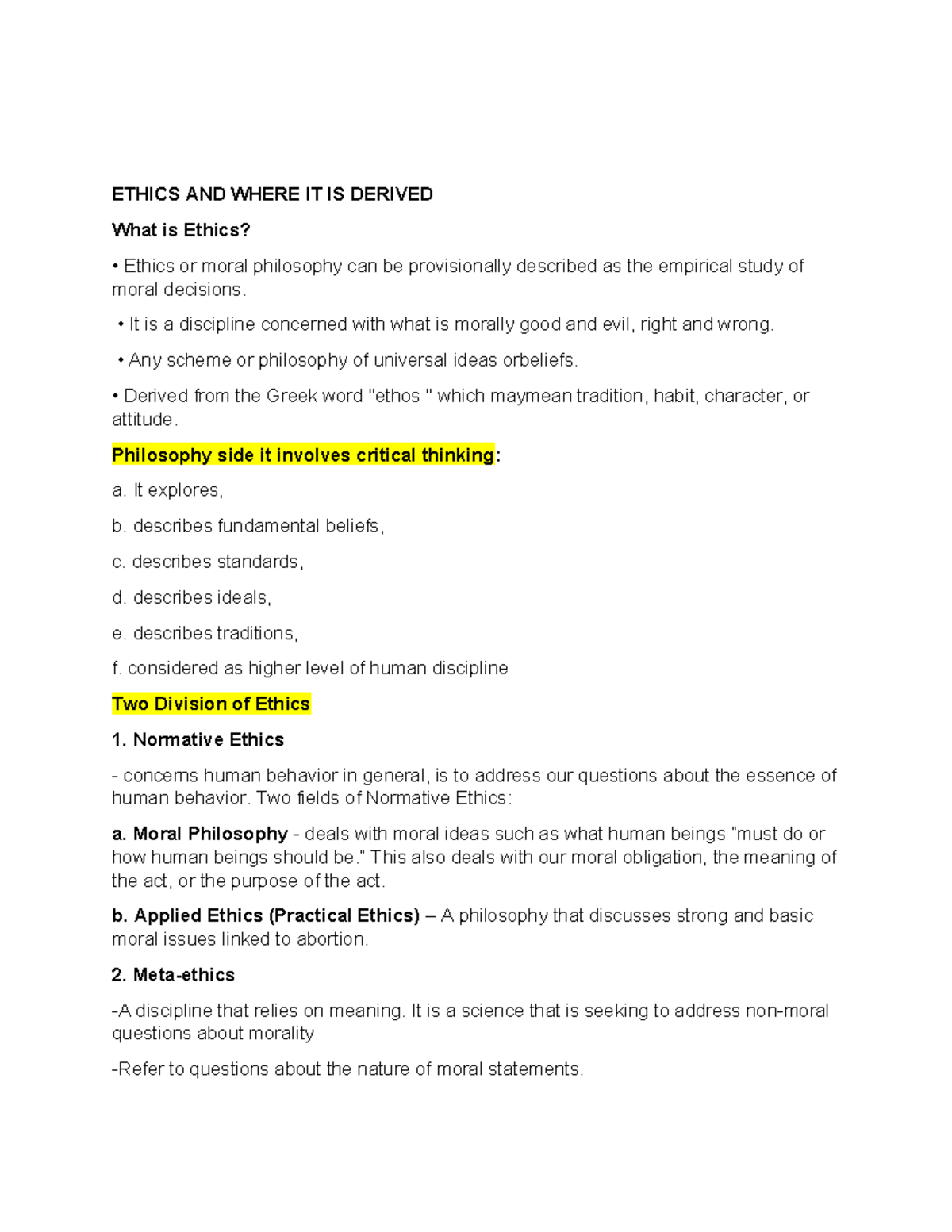 ETHICS PRE-LIM: UNDERSTANDING MORAL PHILOSOPHY AND DILEMMAS - Studocu