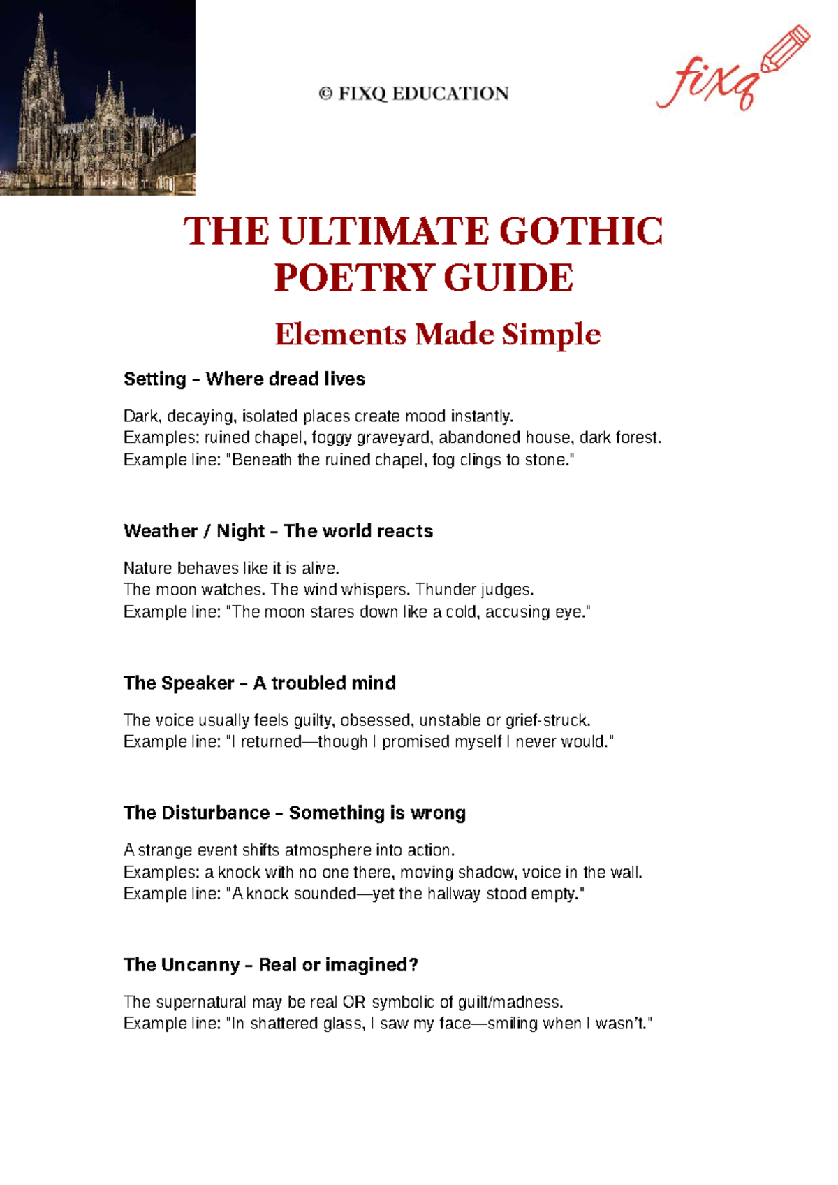 The Ultimate Gothic Poetry Guide: Full Formula & Checklist - Studocu