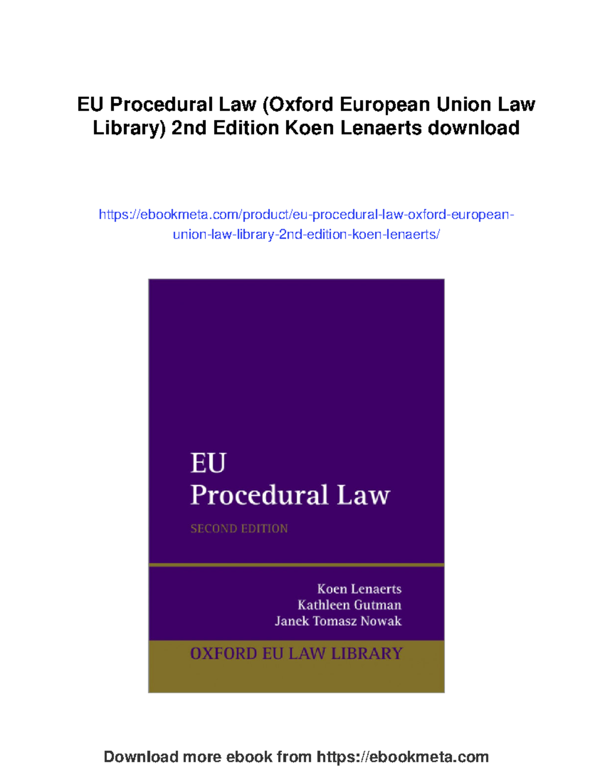 EU Procedural Law: A Comprehensive Guide to Judicial Protection - Studocu