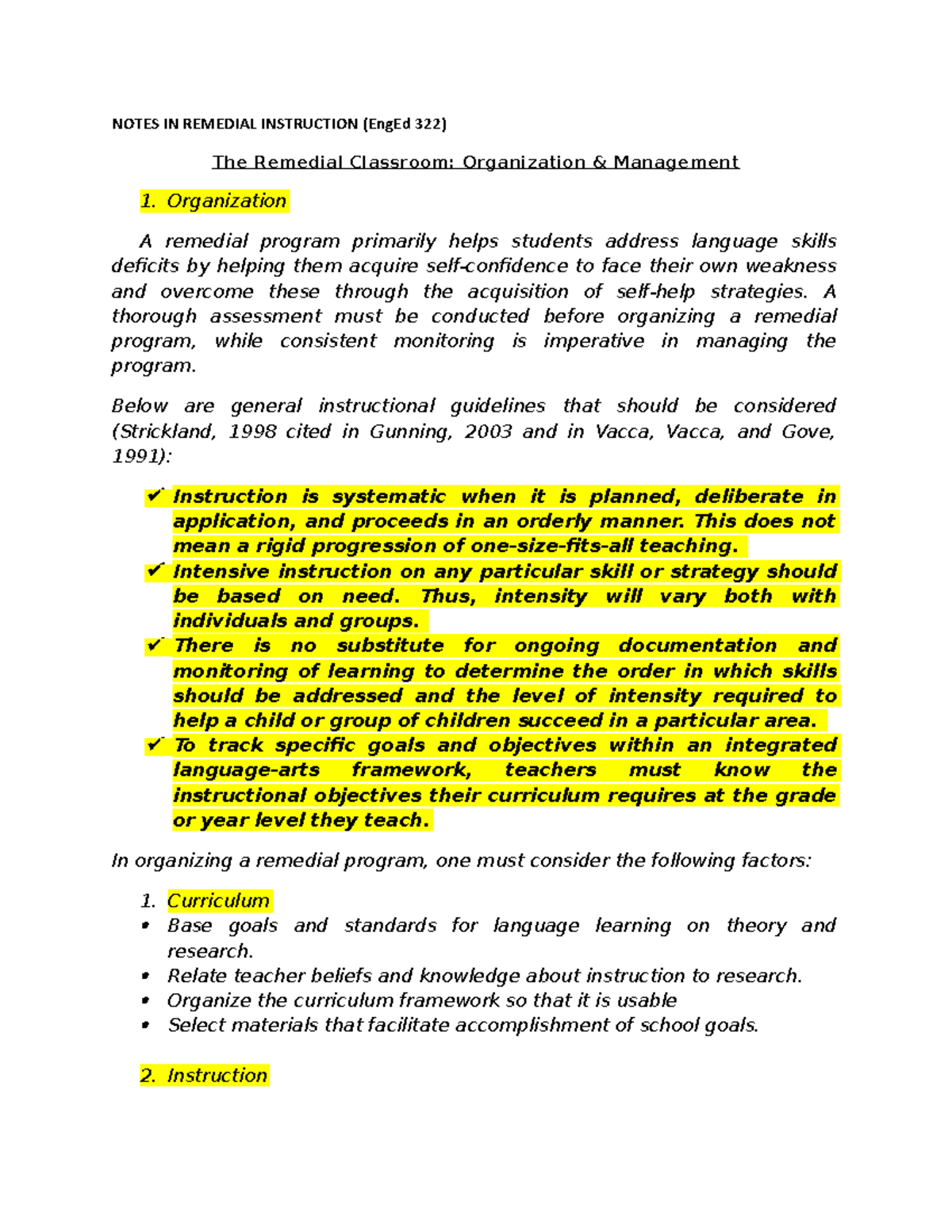 Notes IN Remedial Instruction - NOTES IN REMEDIAL INSTRUCTION (EngEd ...