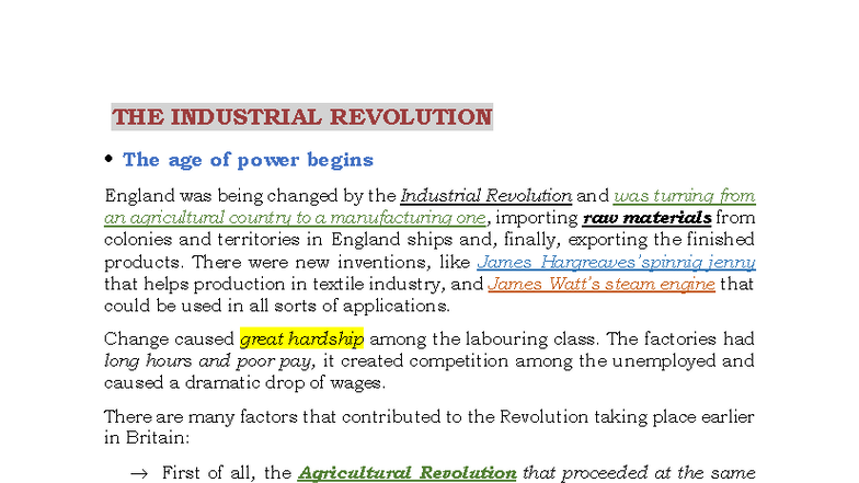 The Industrial Revolution: Transformations in England's Economy - Studocu