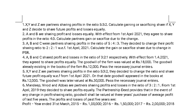 Change in Profit Sharing Ratio: Partner Gains & Sacrifices - Studocu