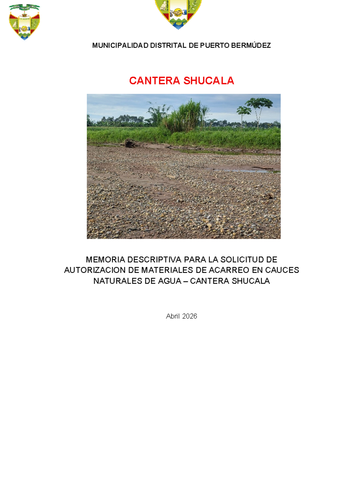 Memoria Descriptiva de la Cantera Shucala - MDPB 2026 - Studocu