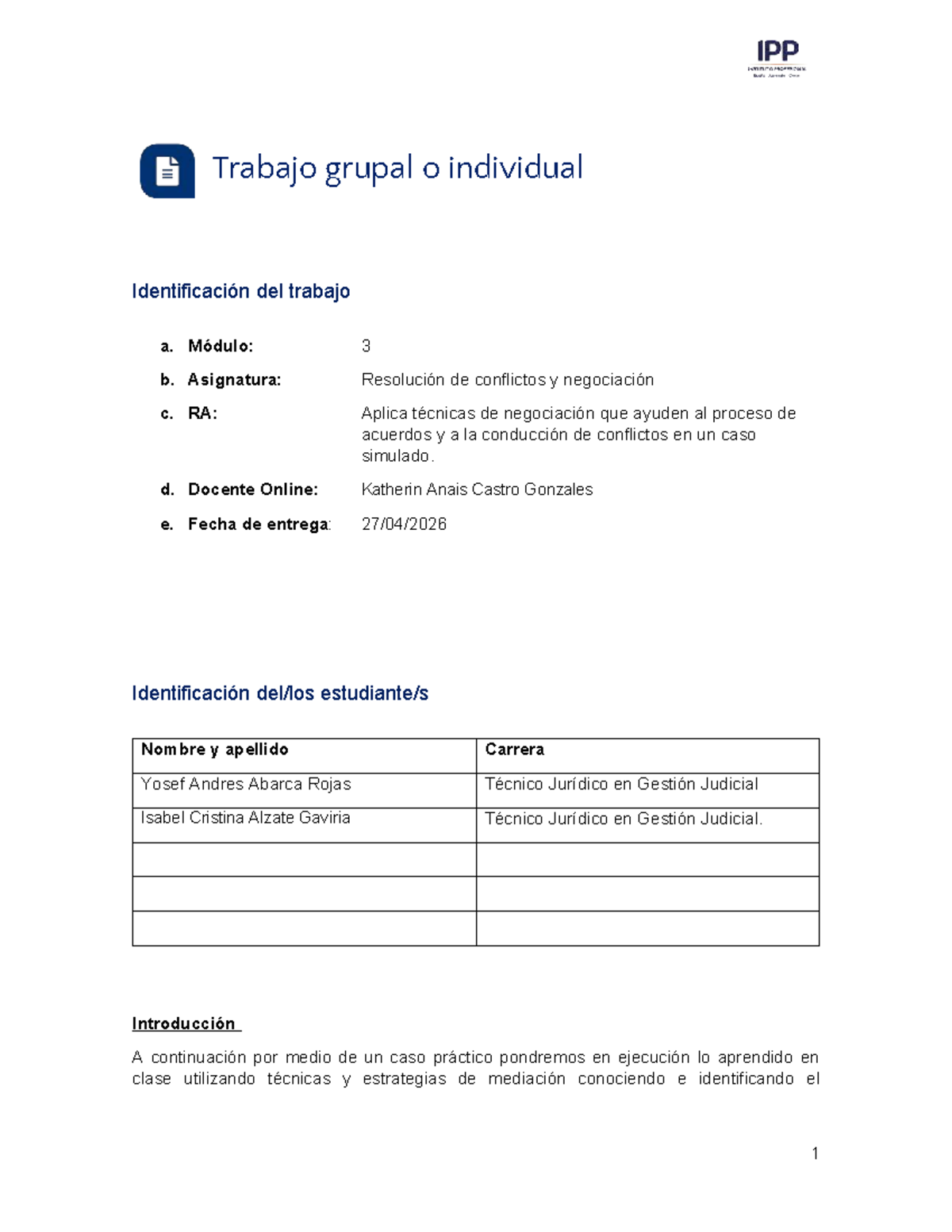 Trabajo Grupal M3: Resolución de Conflictos y Negociación - Studocu