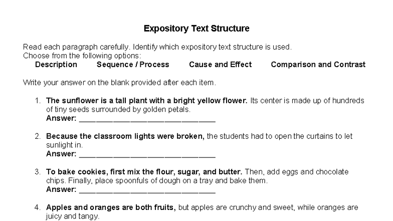 Expository Text Structure Analysis for ELA 101 - Studocu
