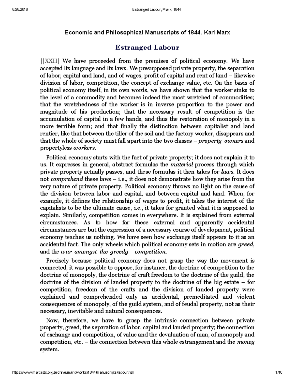 Estranged Labour: Analysis of Alienation in Marx's 1844 Manuscripts ...