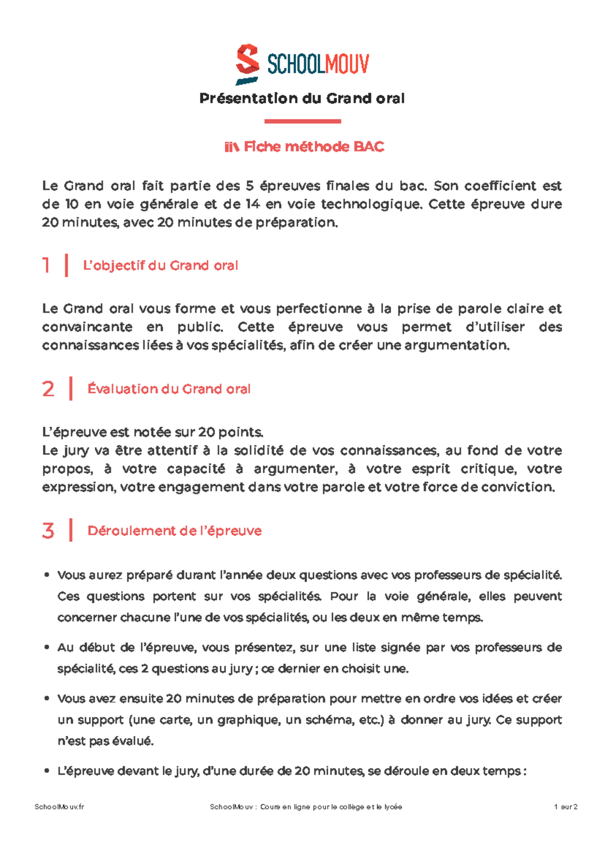 Présentation du Grand Oral : Fiche Méthode BAC pour Réussite - Studocu