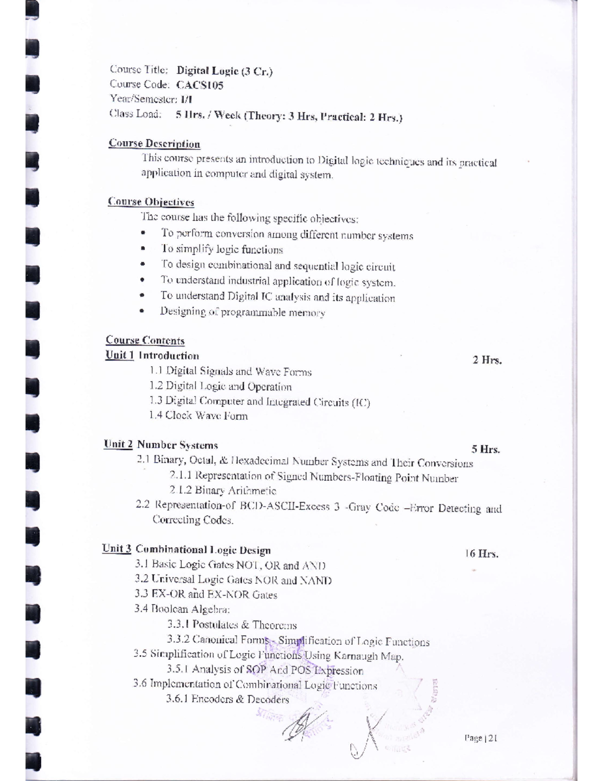 Digital Logic - entire course index pdf and textbook names - Course ...