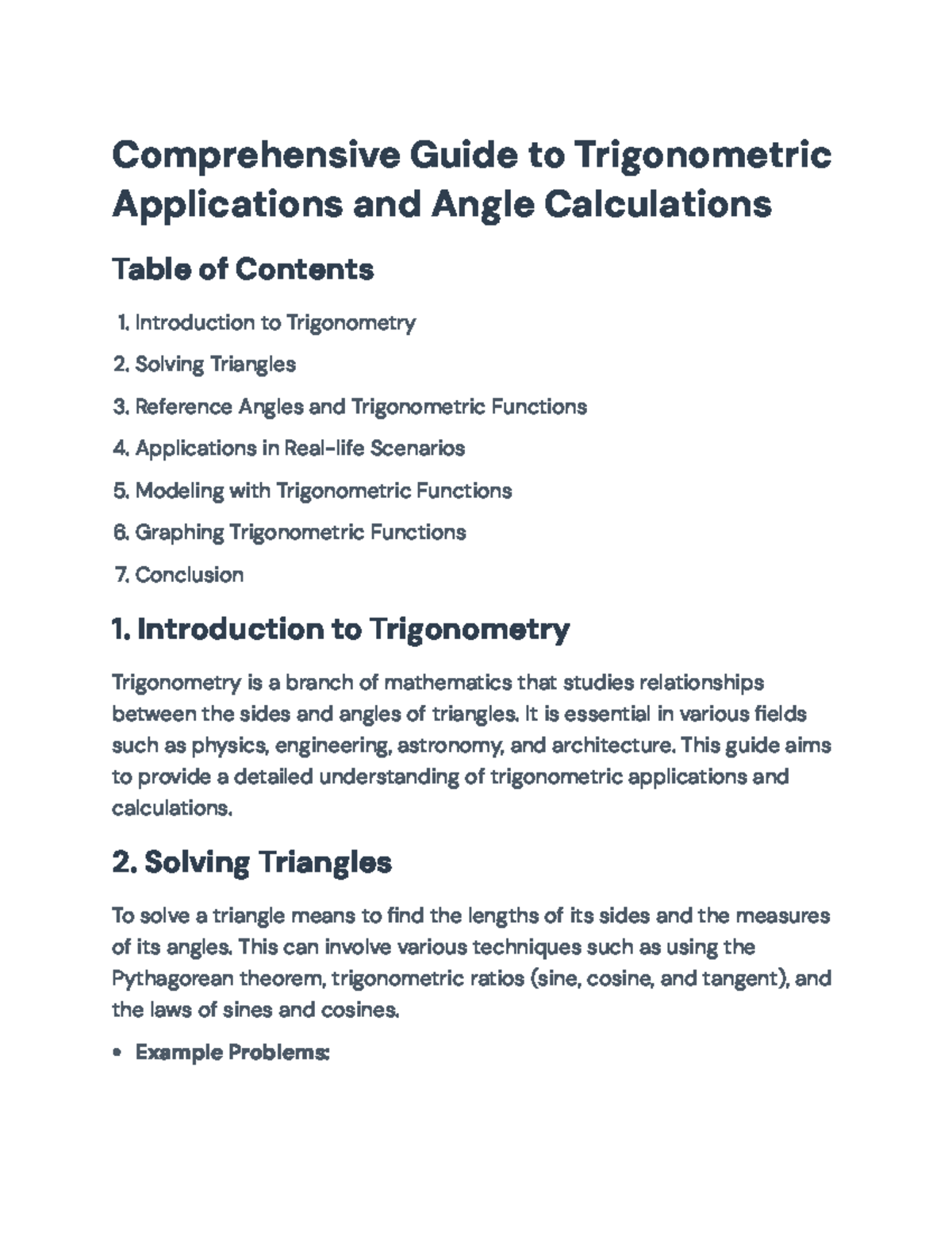 Comprehensive Guide to Trigonometric Applications and Calculations ...