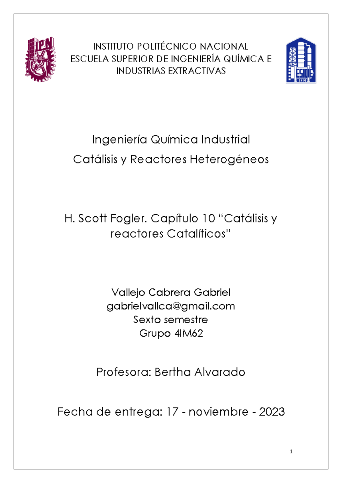Resumen del Capítulo 10: Catálisis y Reactores Heterogéneos - FOG 4IM6 ...