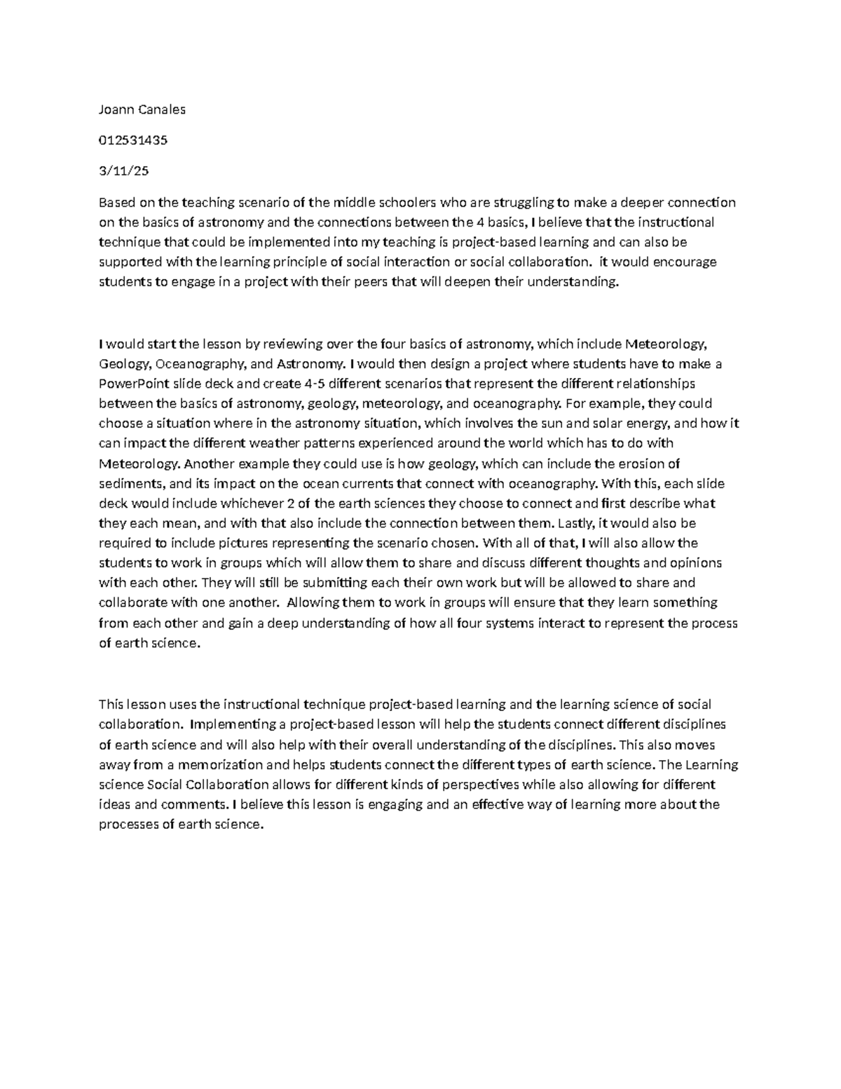 ENN1 Task 1: Engaging Scenario-Based Instructional Techniques in Earth Science - Studocu