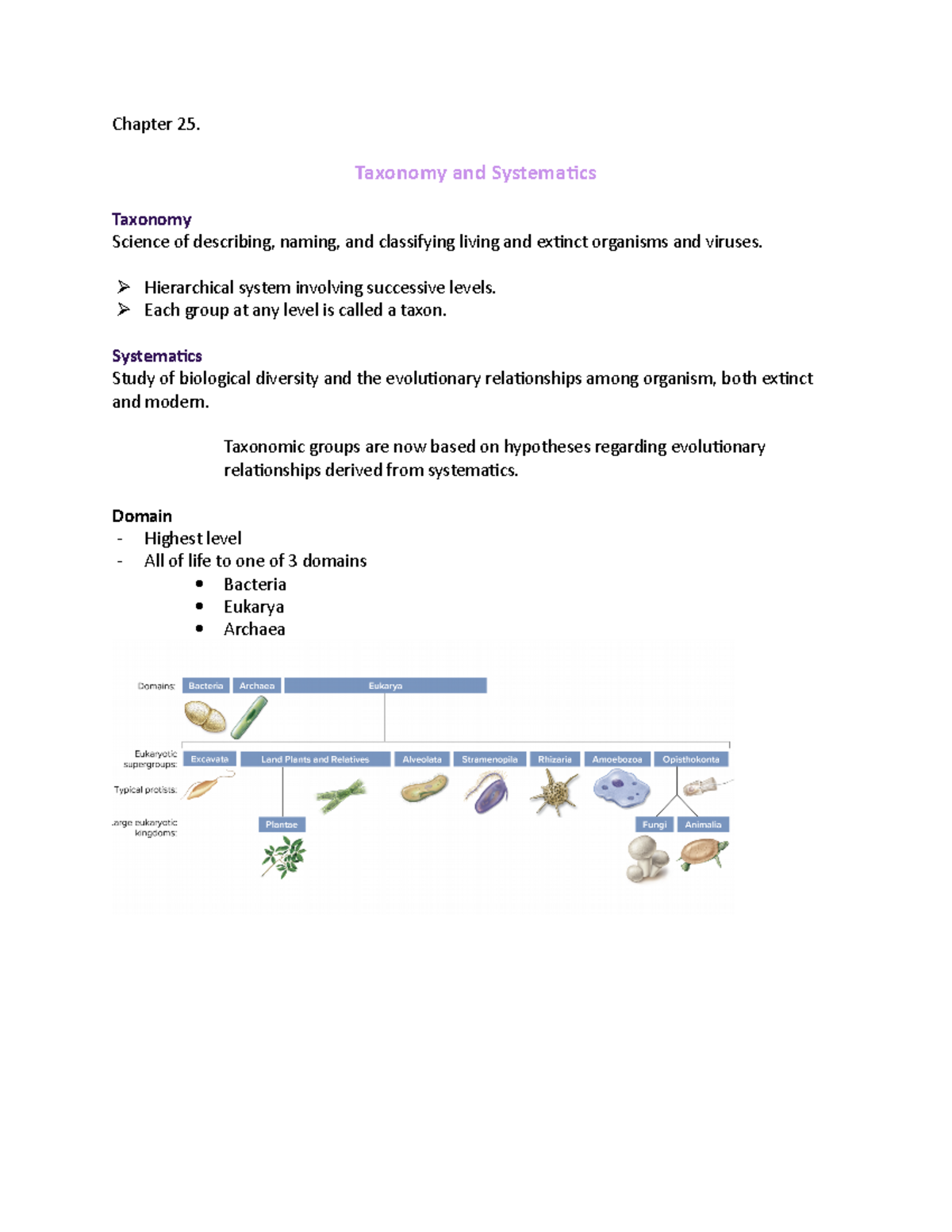 Chapter 25 taxonomy notes - Chapter 25. Taxonomy and Systematics ...