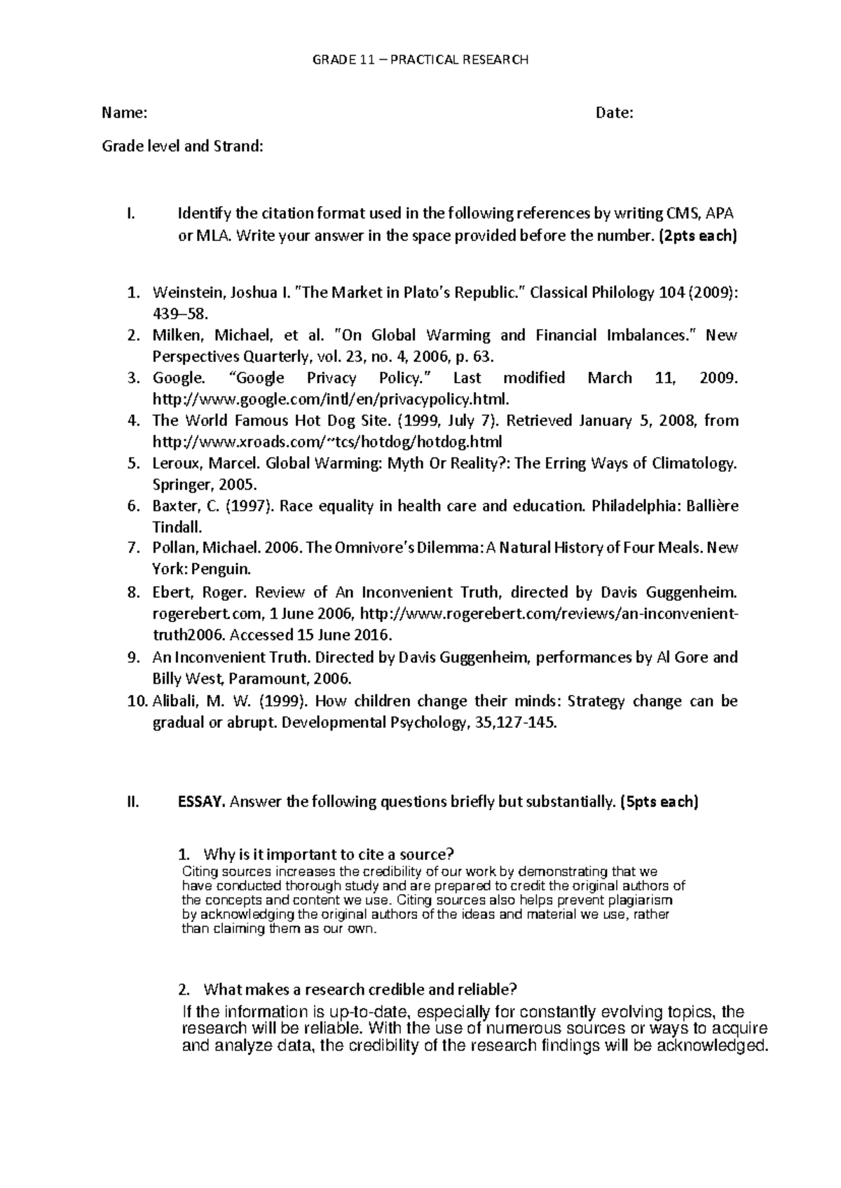 PR 1 - Citation Formats and Importance in Research - Studocu