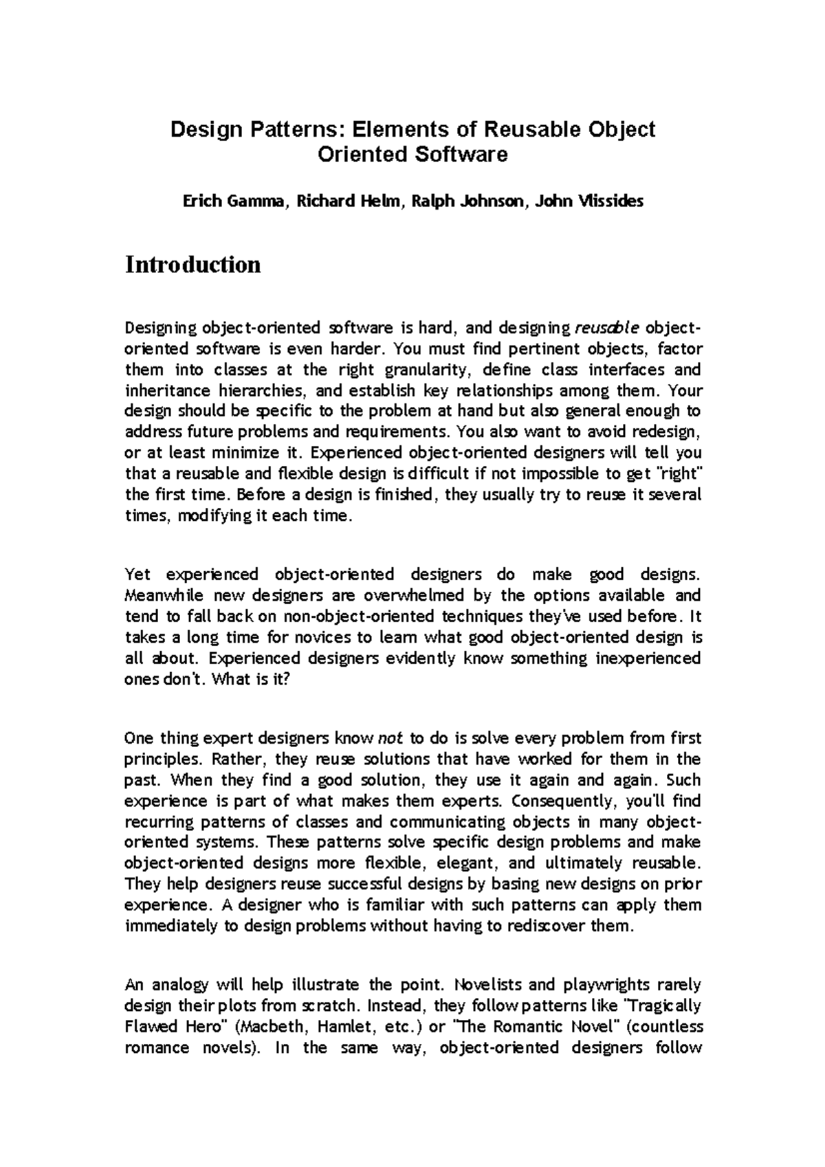 Design Patterns: A Catalog of Reusable OOP Solutions (CS101) - Studocu