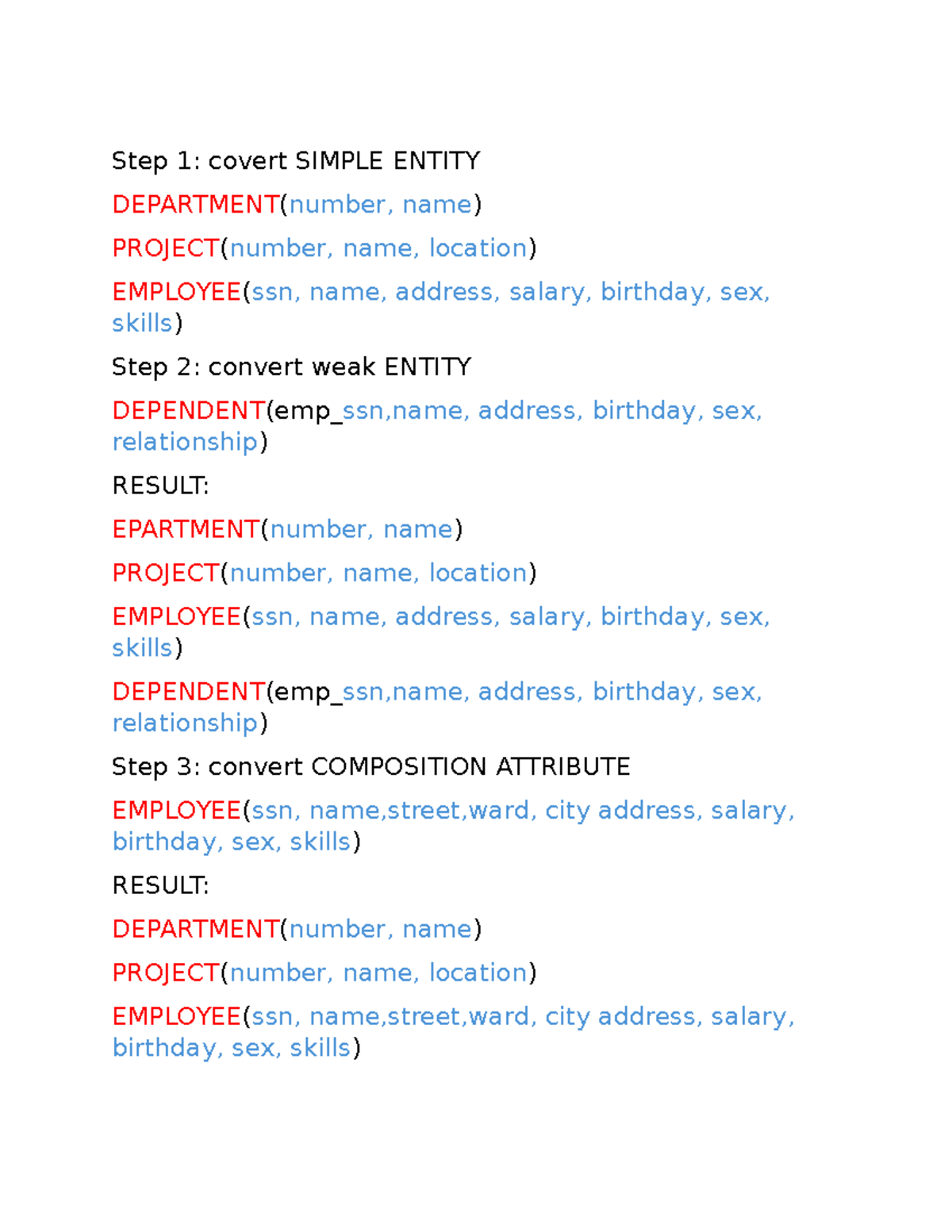 ERD Conversion Steps: Lecture Notes for DBI101 - Studocu
