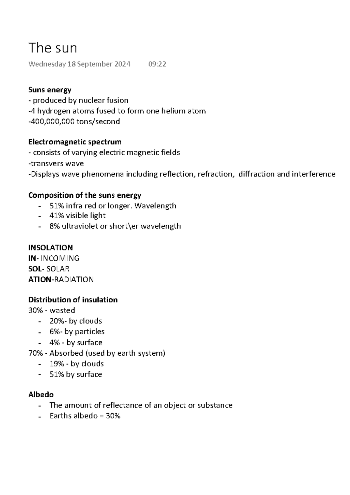 Suns Energy and Electromagnetic Spectrum Overview - Final Exam Revision ...