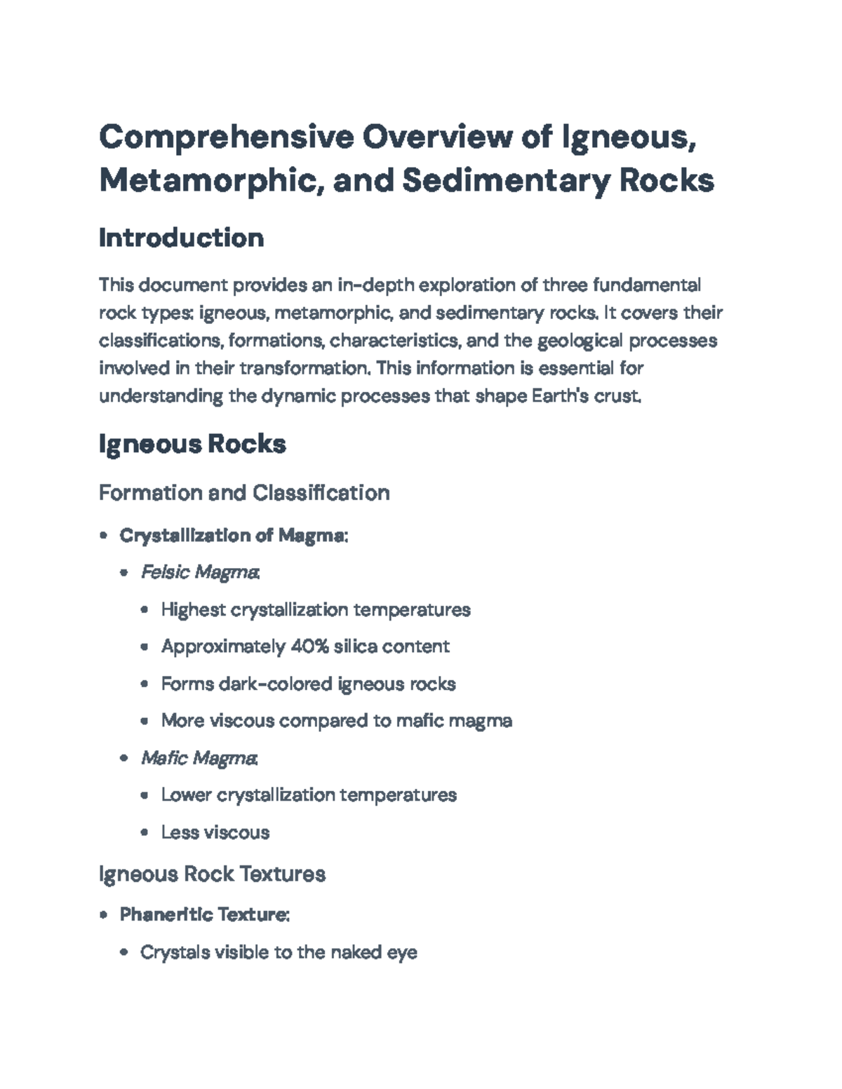 Comprehensive Guide on Igneous, Metamorphic, and Sedimentary Rocks ...