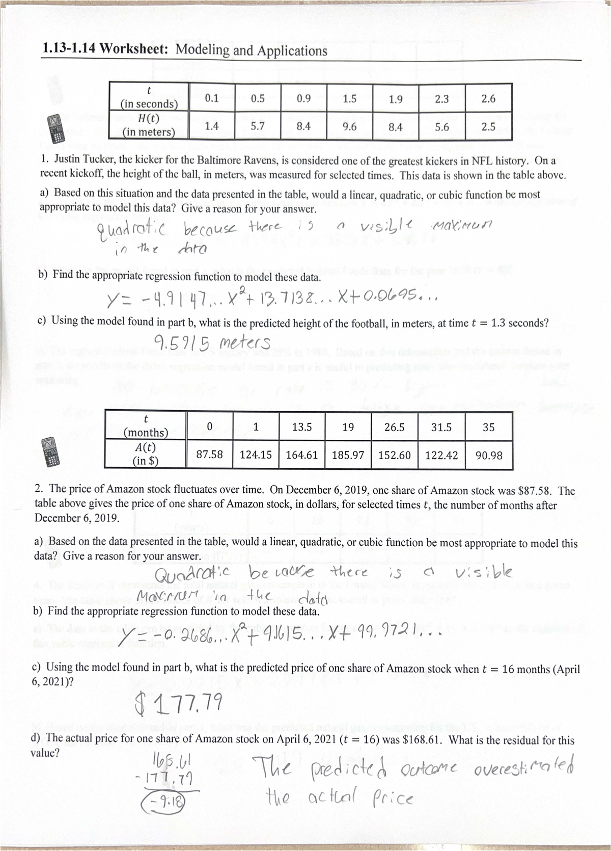 1.13-1.14 Worksheet Modeling and Applications - Worksheet: Modeling and ...