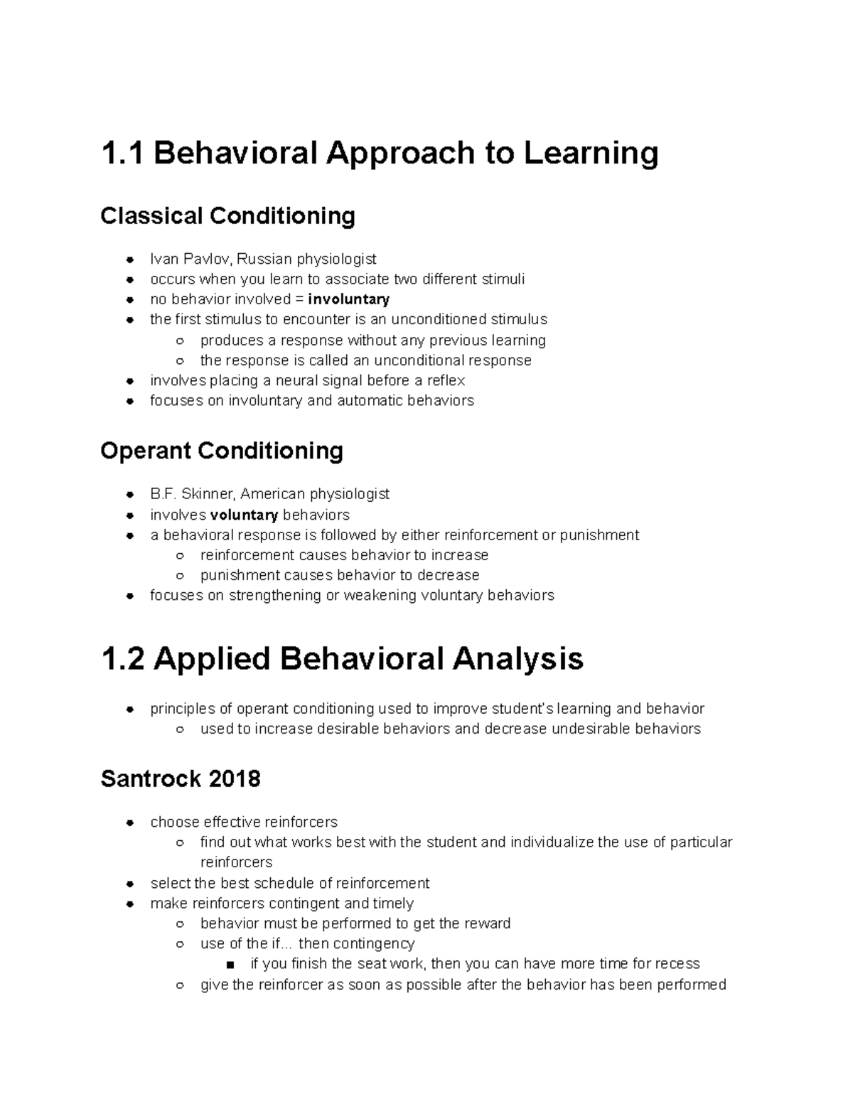 MOD 1 - Behaviorism and Social Cognitive Learning - 1 Behavioral ...