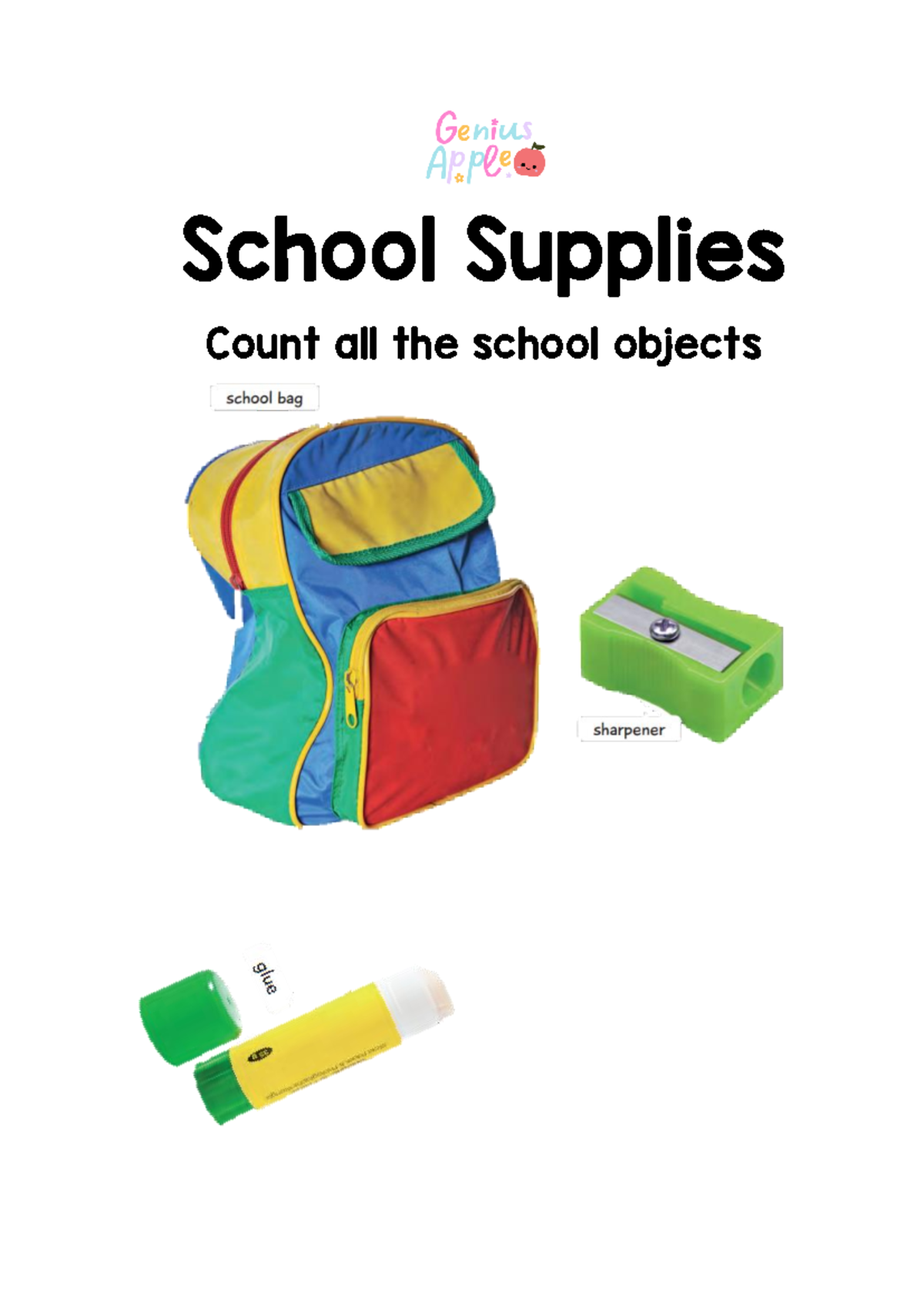 Semana del 30 Set al 4 de Oct - e.g Speaking - School Supplies Count ...