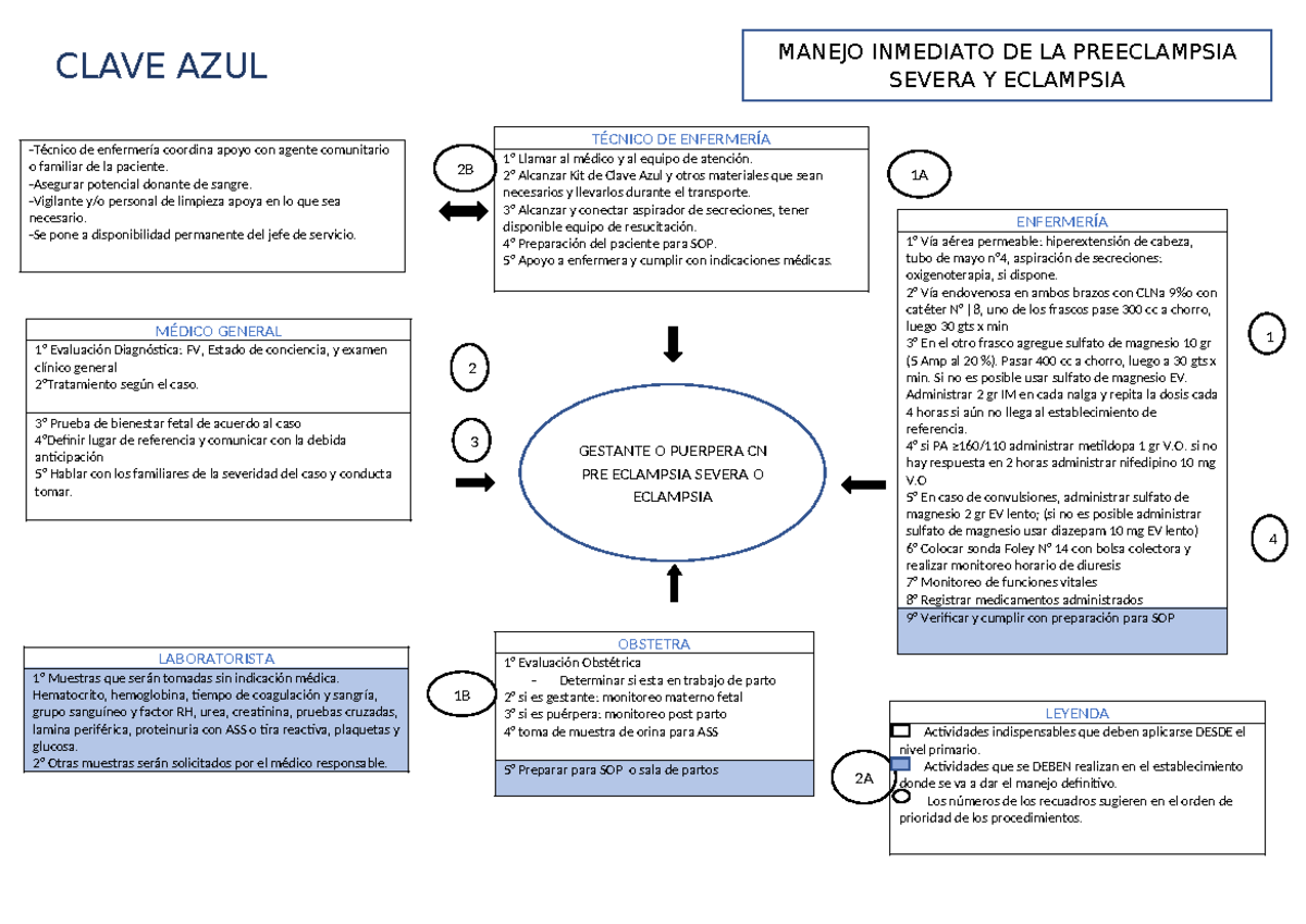 Clave AZUL - ..... - CLAVE AZUL GESTANTE O PUERPERA CN PRE ECLAMPSIA SEVERA O ECLAMPSIA MANEJO ...