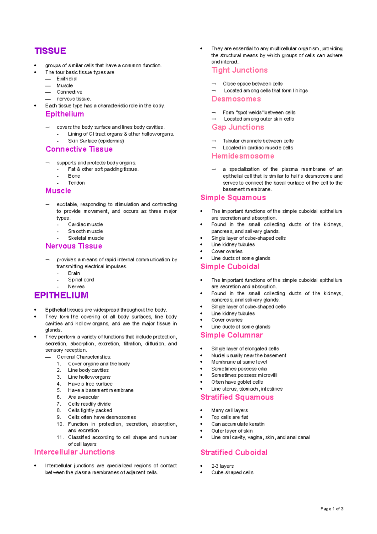 Format e-notes - Copy - psychology - TISSUE groups of similar cells ...
