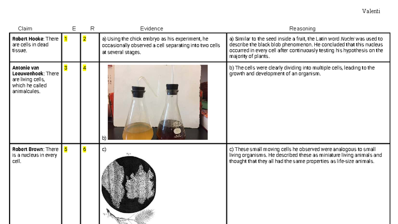Cell Theory CER 1: Contributions of Hooke, Leeuwenhoek, and Others ...