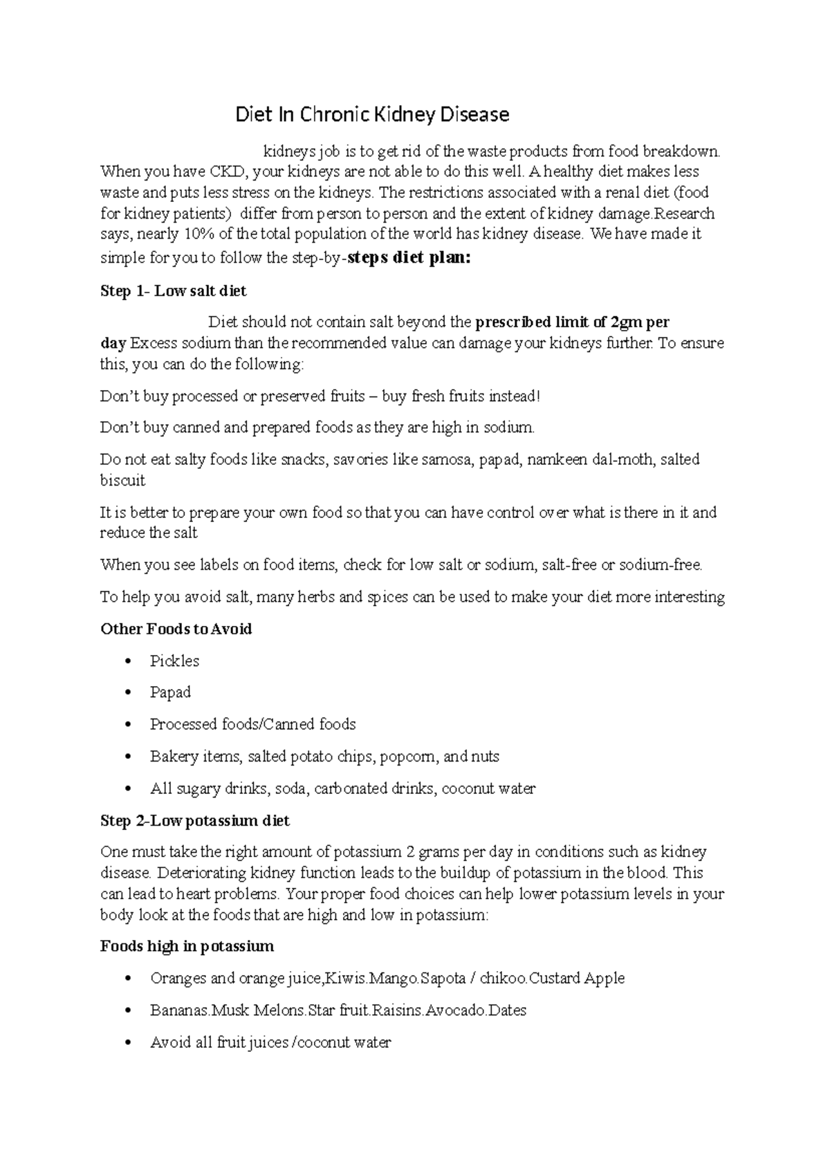 Diet for CKD: Essential Guidelines for Kidney Health - Studocu