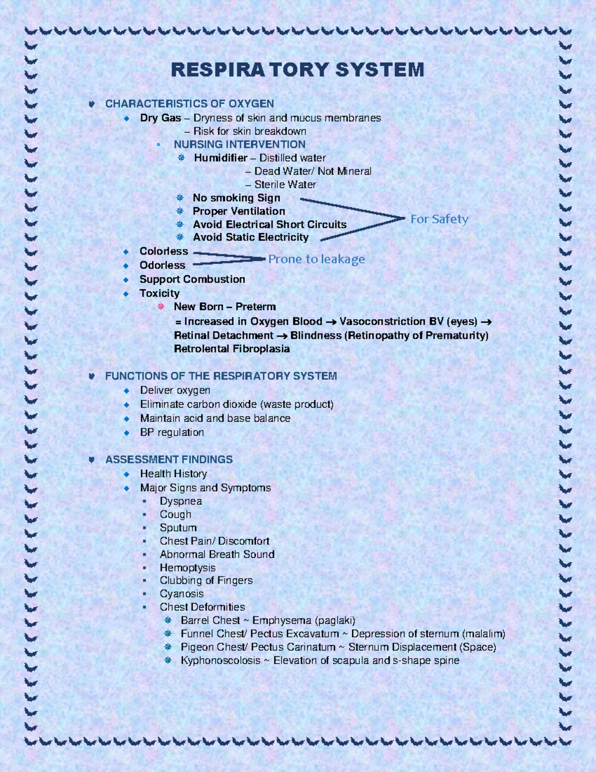 MS-Lec-1 - Respiratory System Overview and Nursing Interventions - Studocu