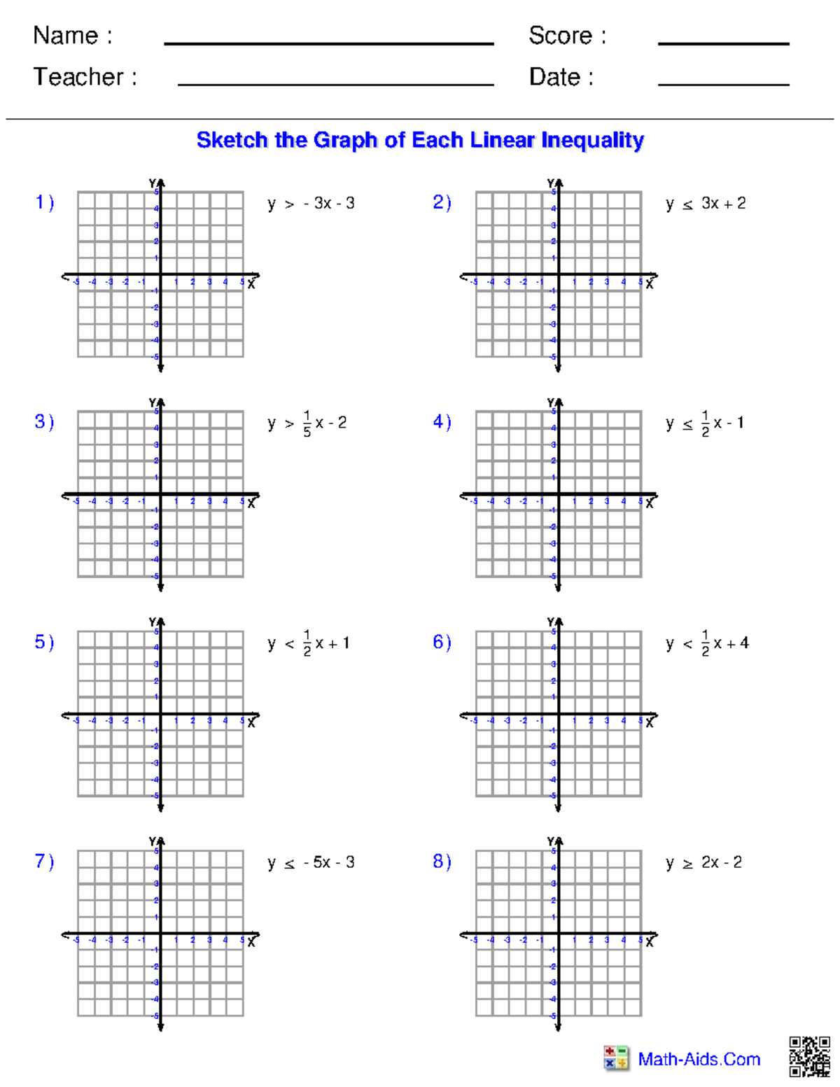 Pre-Algebra: Graphing Linear Inequalities (Math 101) - Studocu