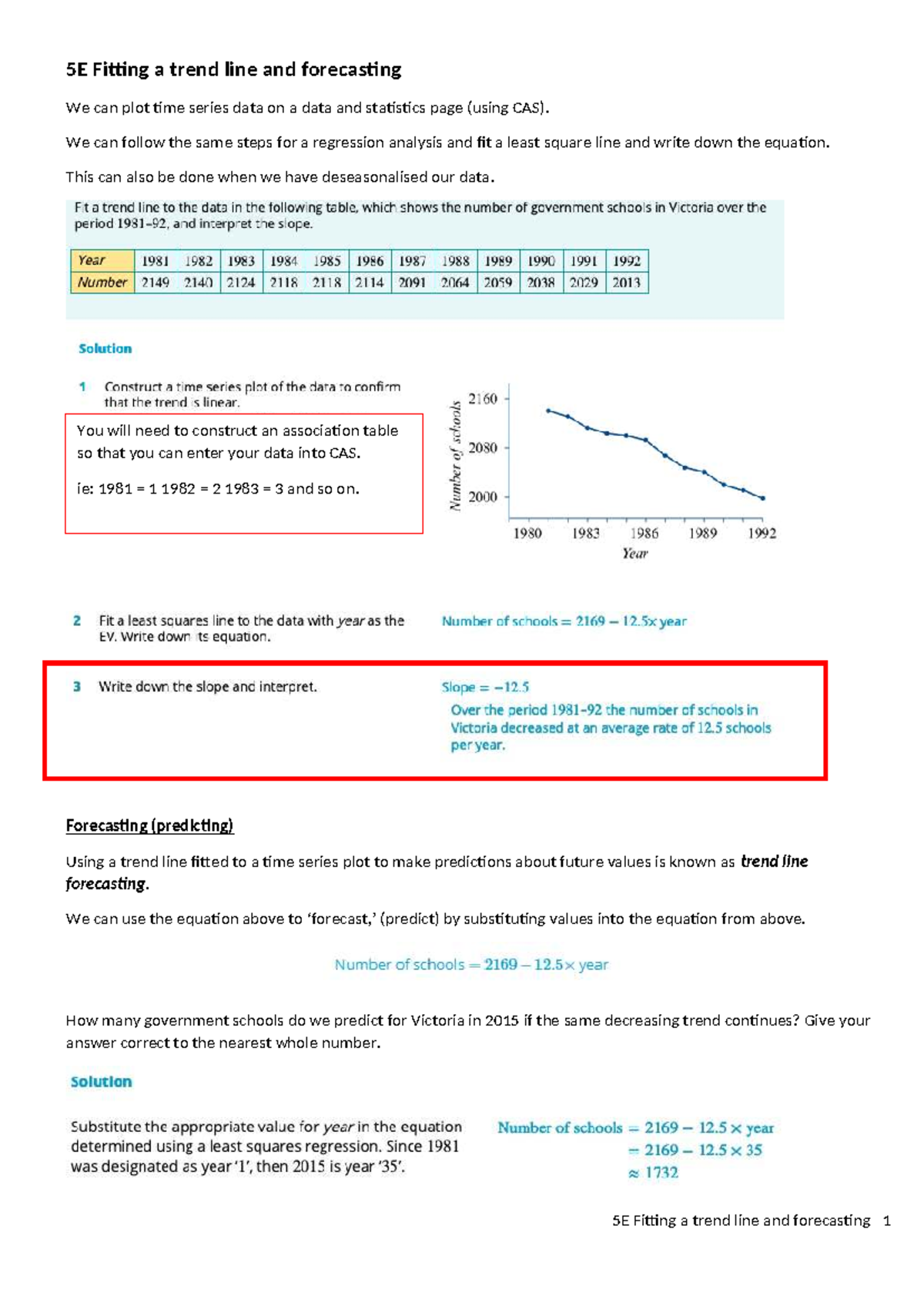 5E Trend Line Fitting & Forecasting Techniques - Studocu