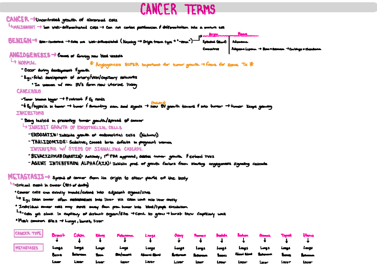 Patho Exam Notes - Cancer Overview and Key Terms - Studocu