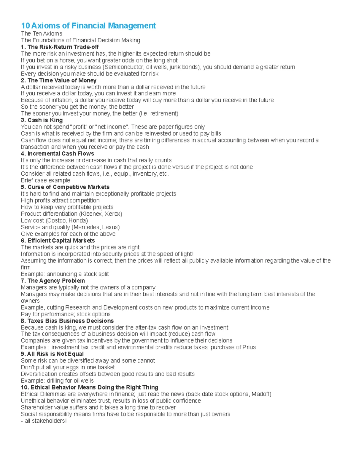 10 Axioms of Financial Management - 10 Axioms of Financial Management ...