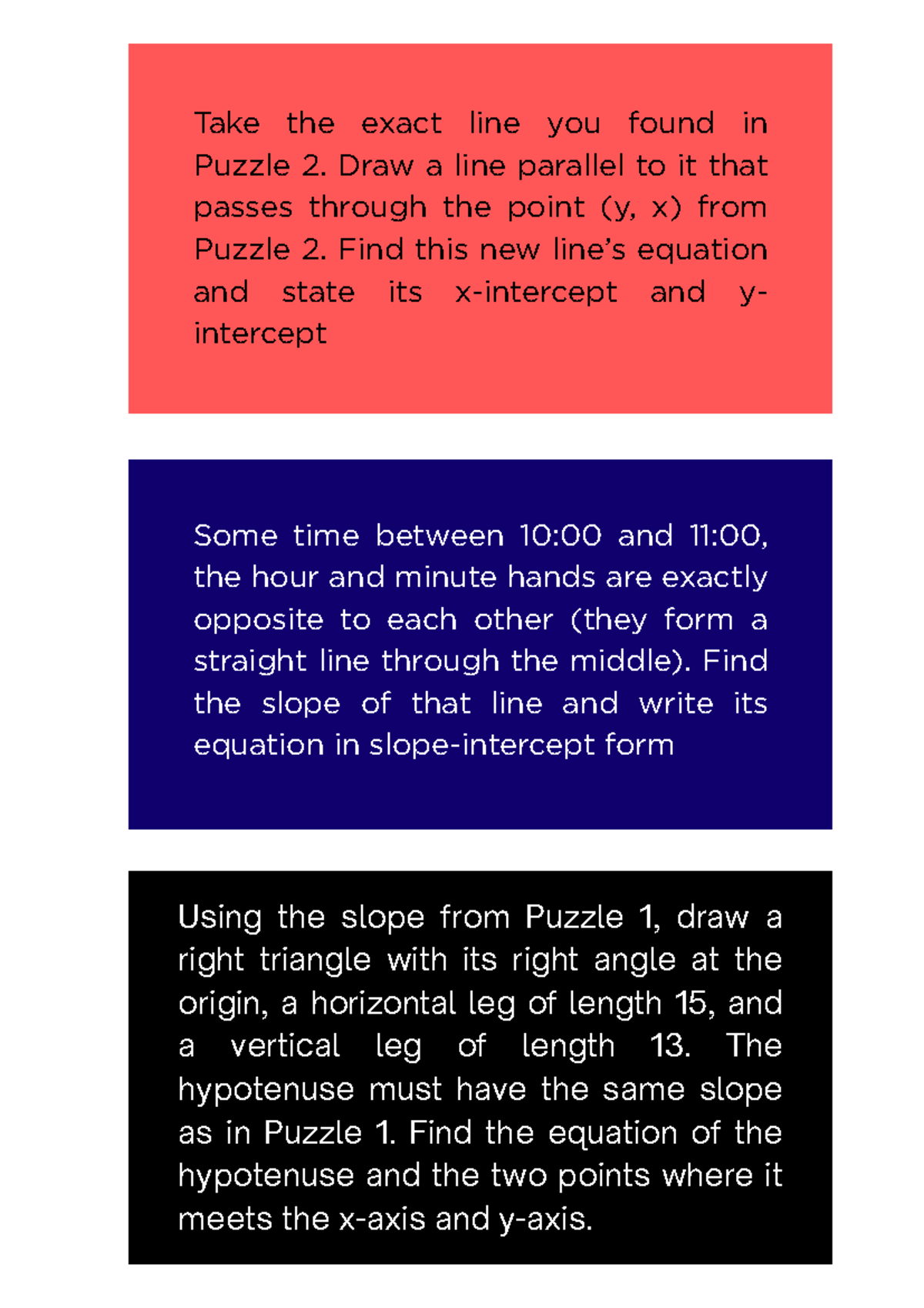 Puzzle 1, 2, and 3 - Geometry Line Equations and Slopes - Studocu