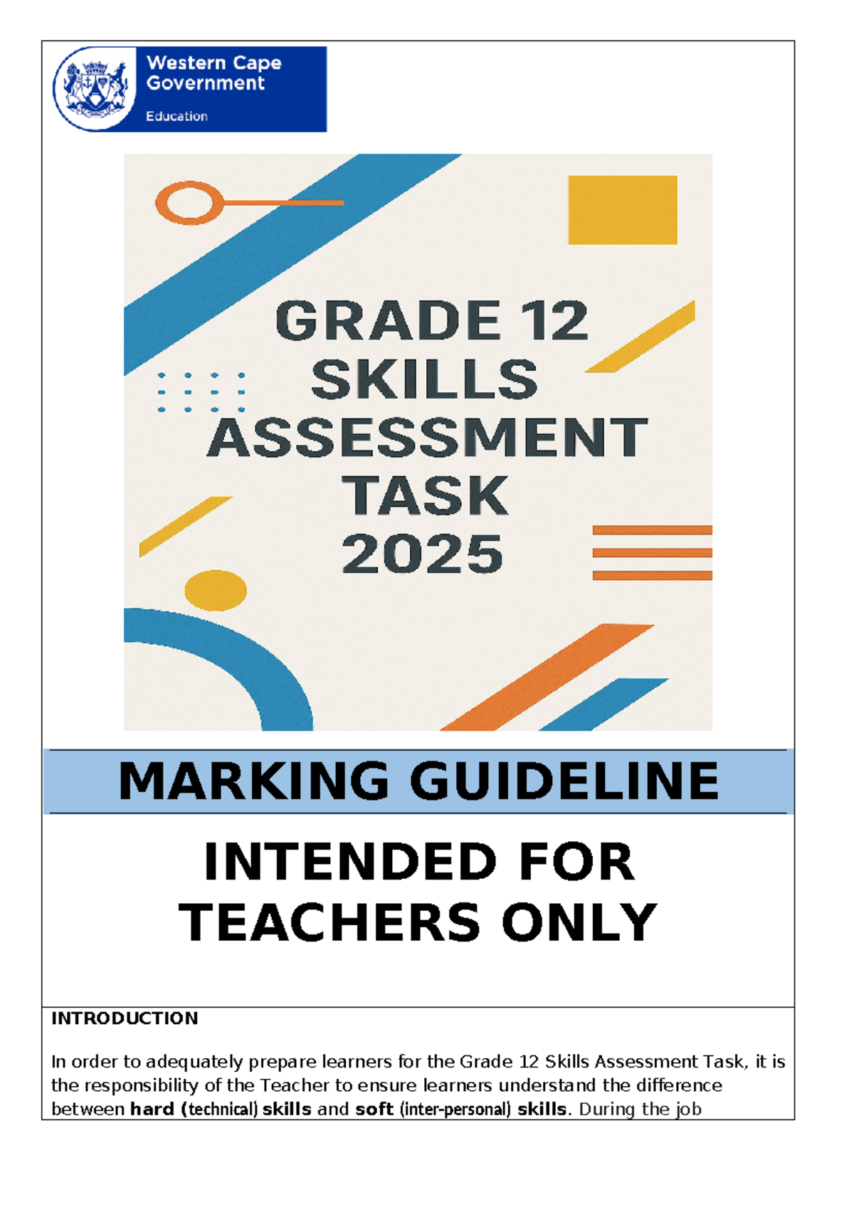 Marking Guideline for Grade 12 Skills Assessment Task 2025 (ENG) - Studocu
