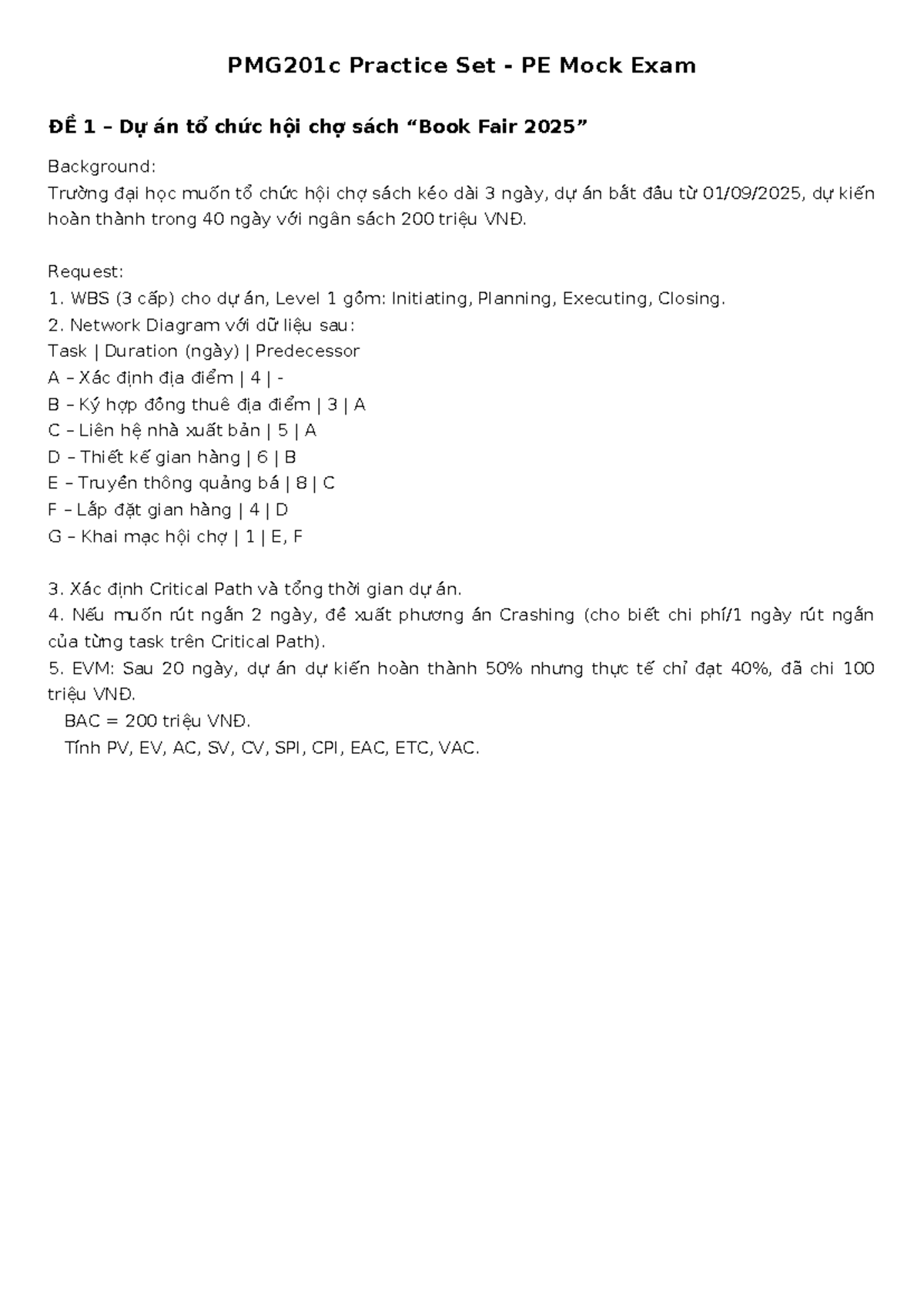PMG201c Practice Set PE Mock Exam: Hội Chợ Sách & Ứng Dụng Đặt Đồ Ăn ...