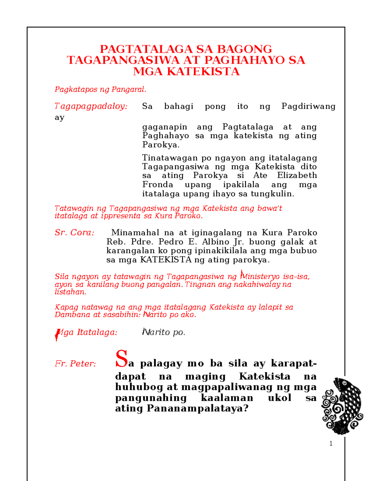 Pagtatalaga at Paghahayo sa mga Katekista ng Parokya (KATEK) - Studocu