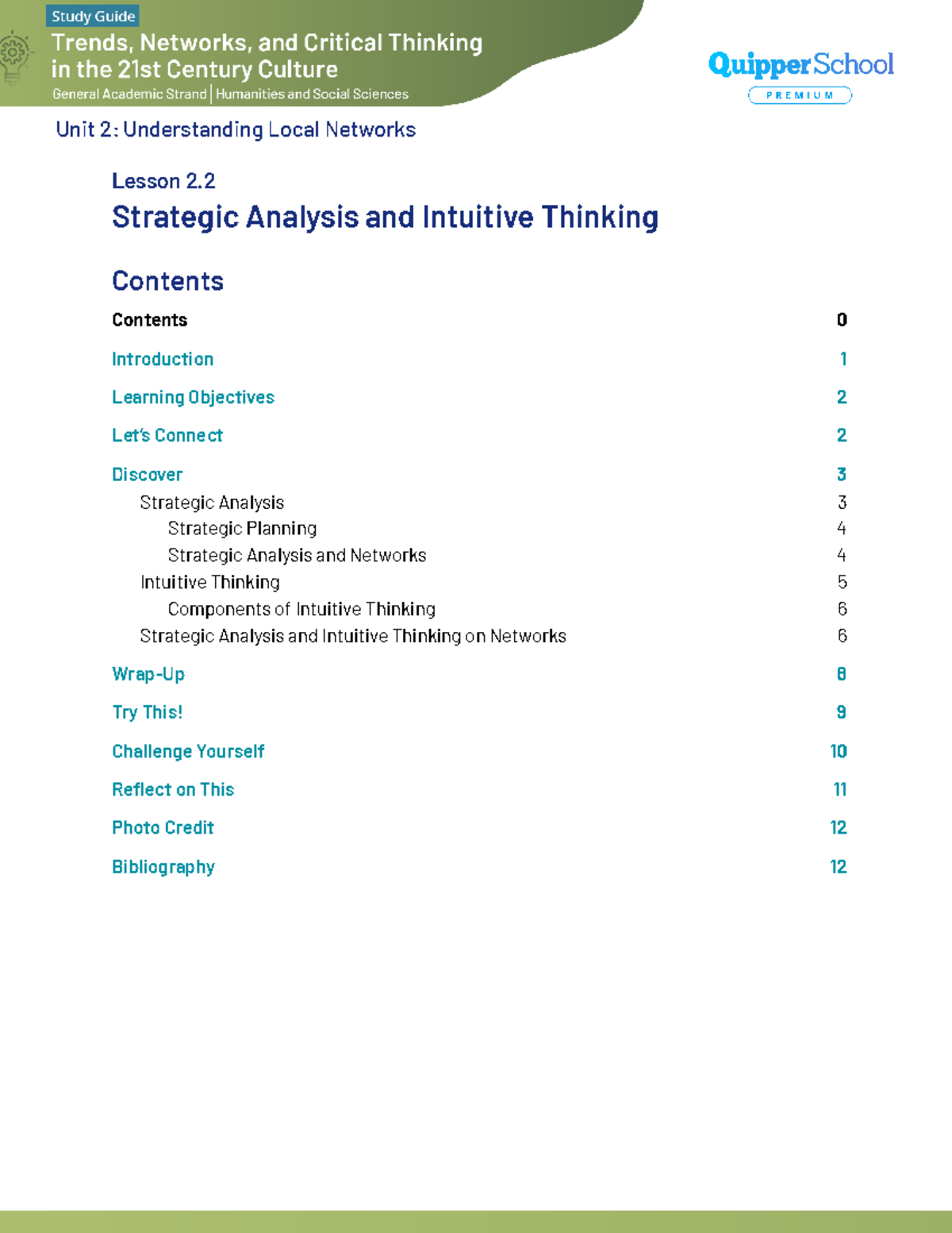 Strategic Analysis and Intuitive Thinking - Contents Contents ...