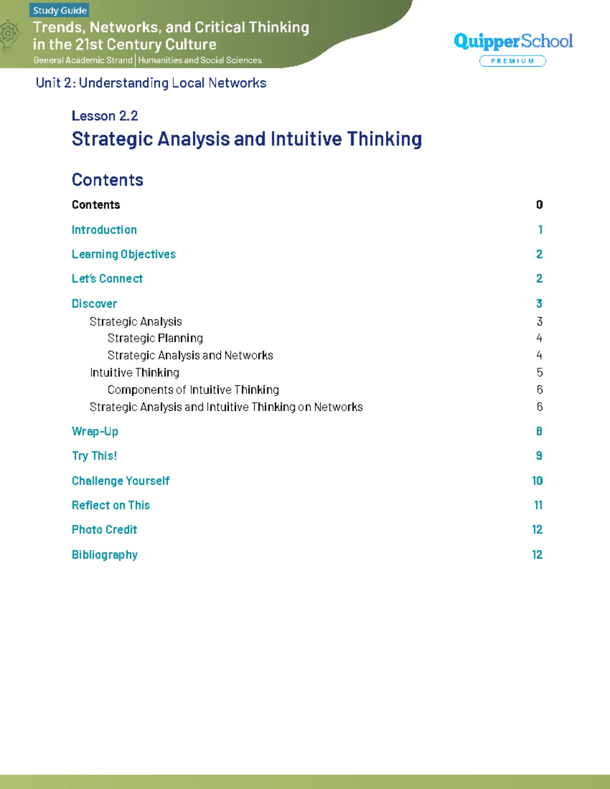 Strategic Analysis and Intuitive Thinking - Contents Contents ...