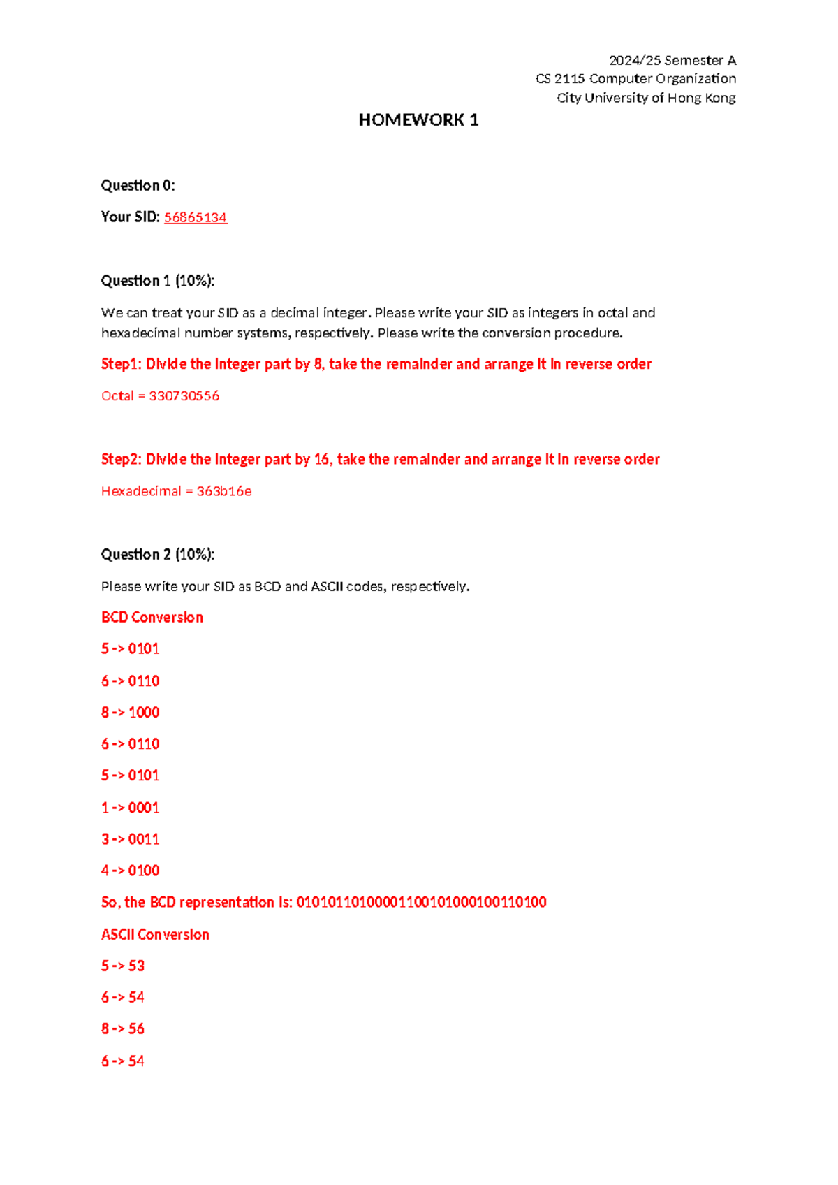 HW1-solutions - Solutions of HW1 - CS 2115 Computer Organization City ...