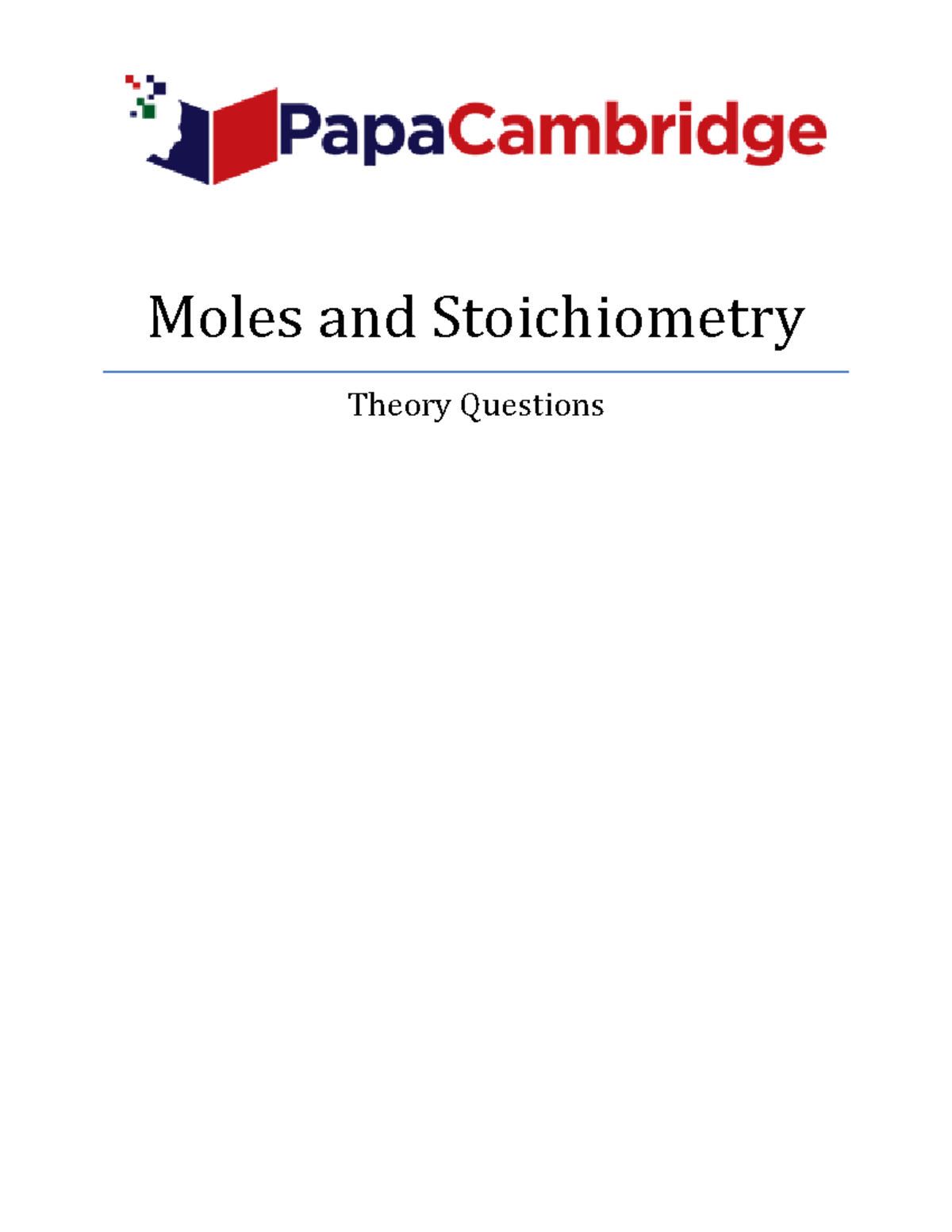 Moles and Stoichiometry Theory Questions (CHEM 101) - Studocu