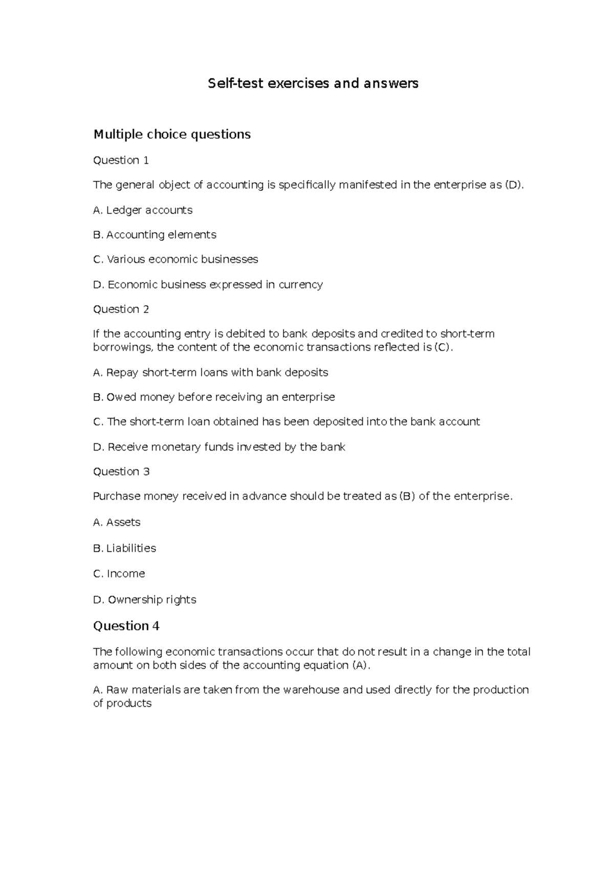 Self-test exercises and answers - Self-test exercises and answers ...