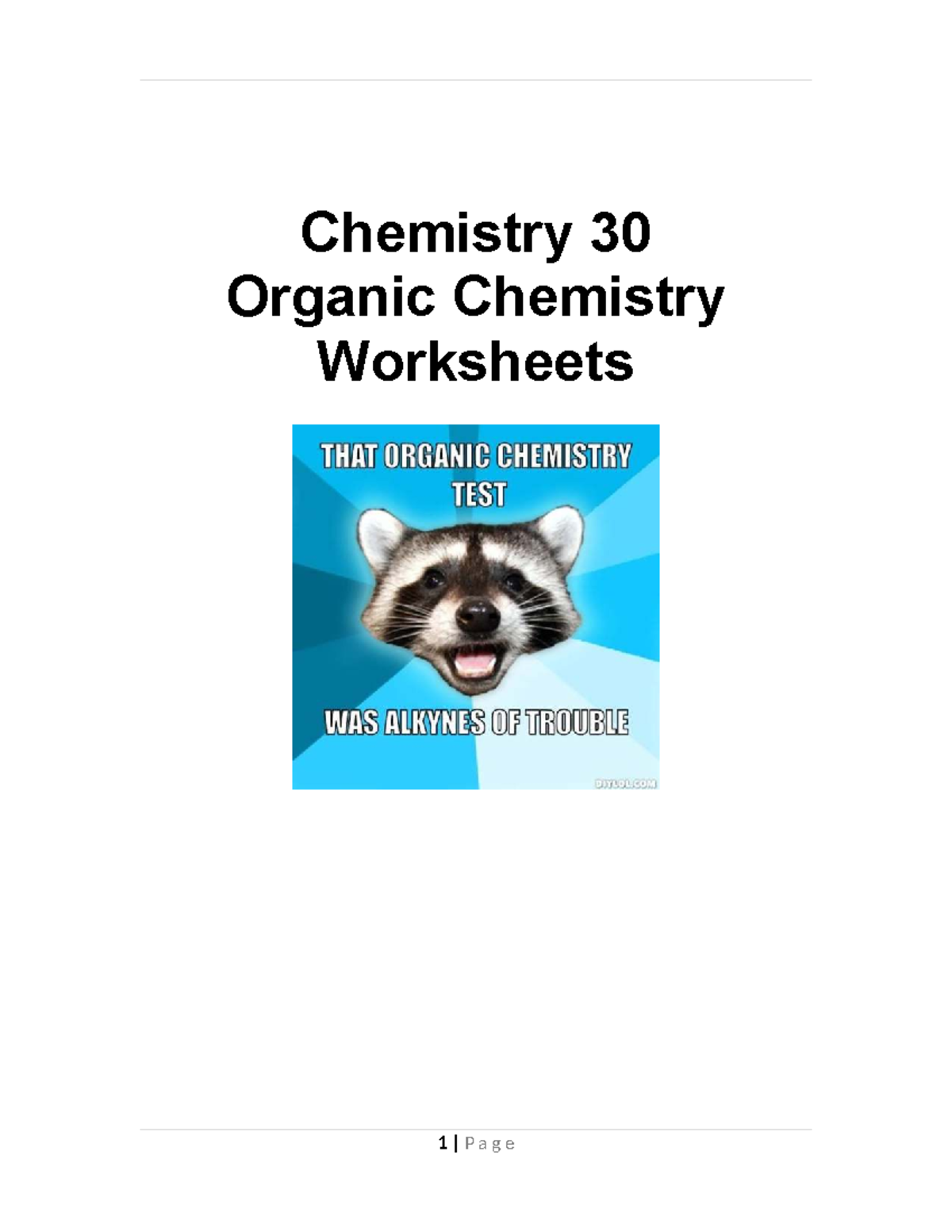 Chemistry 30 Organic Chemistry Worksheets: Naming Alkanes ...