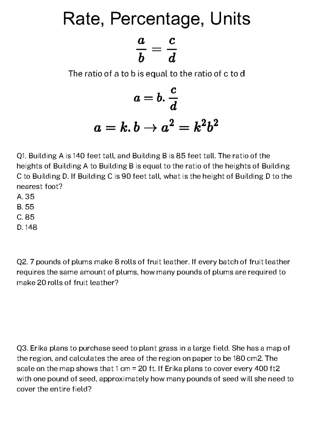 B3. Rates, Percentages, and Units: Problem Set and Solutions - Studocu
