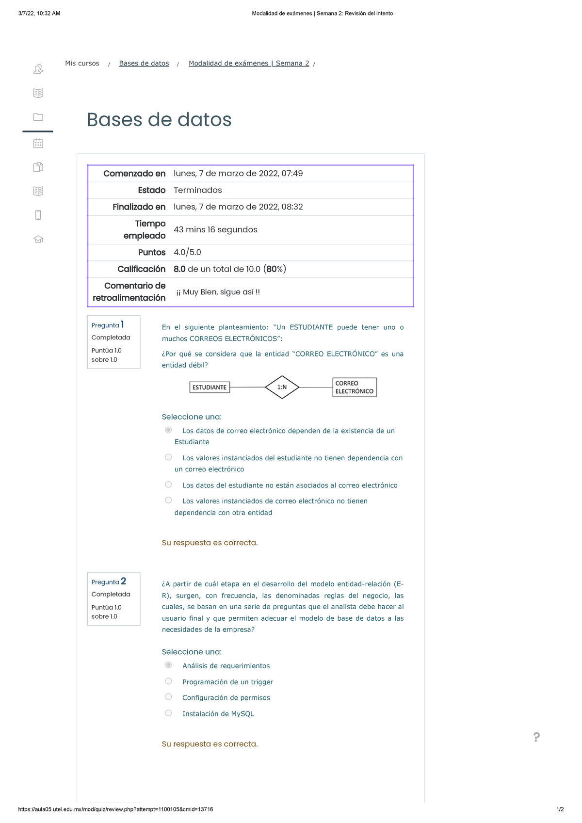 Modalidad de Exámenes Semana 2 - Evaluación en Bases de Datos - Studocu