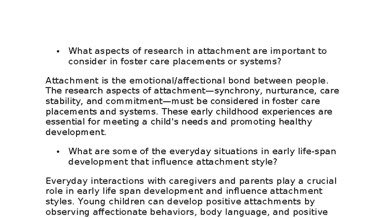 Researching Attachment in Foster Care: Key Considerations and Impacts ...