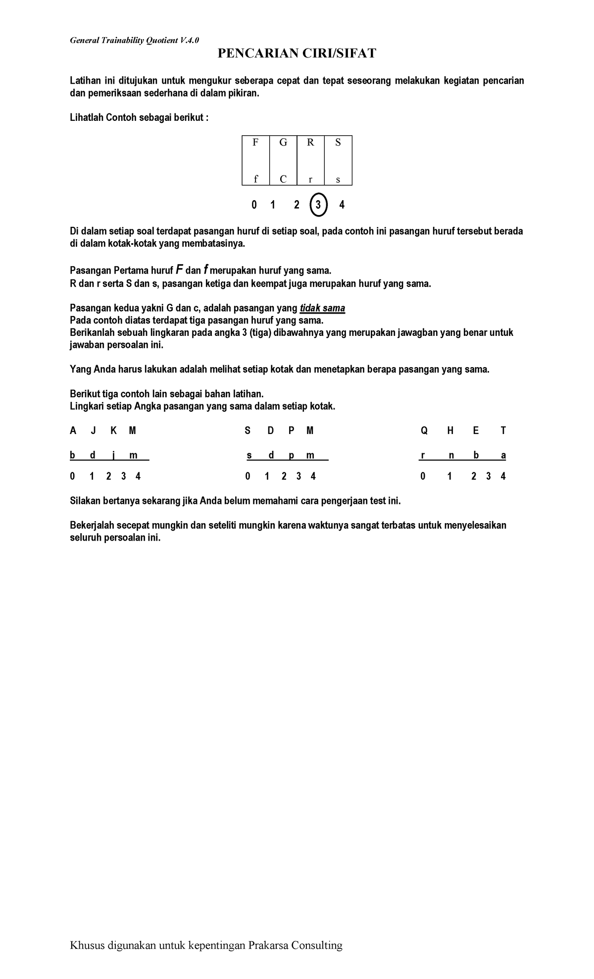 SOAL TES IQ - General Trainability Index V.4.0 - Studocu
